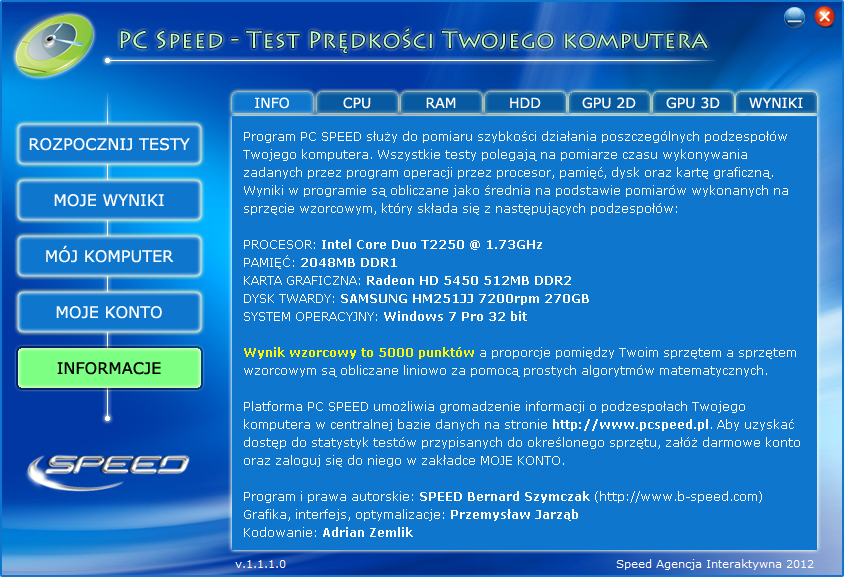 Test prędkości komputera - www.pcspeed.pl